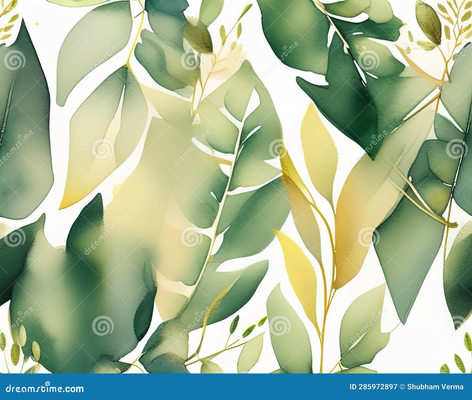 Green Leaves Seamless Pattern Background Stock Image - Image of ...