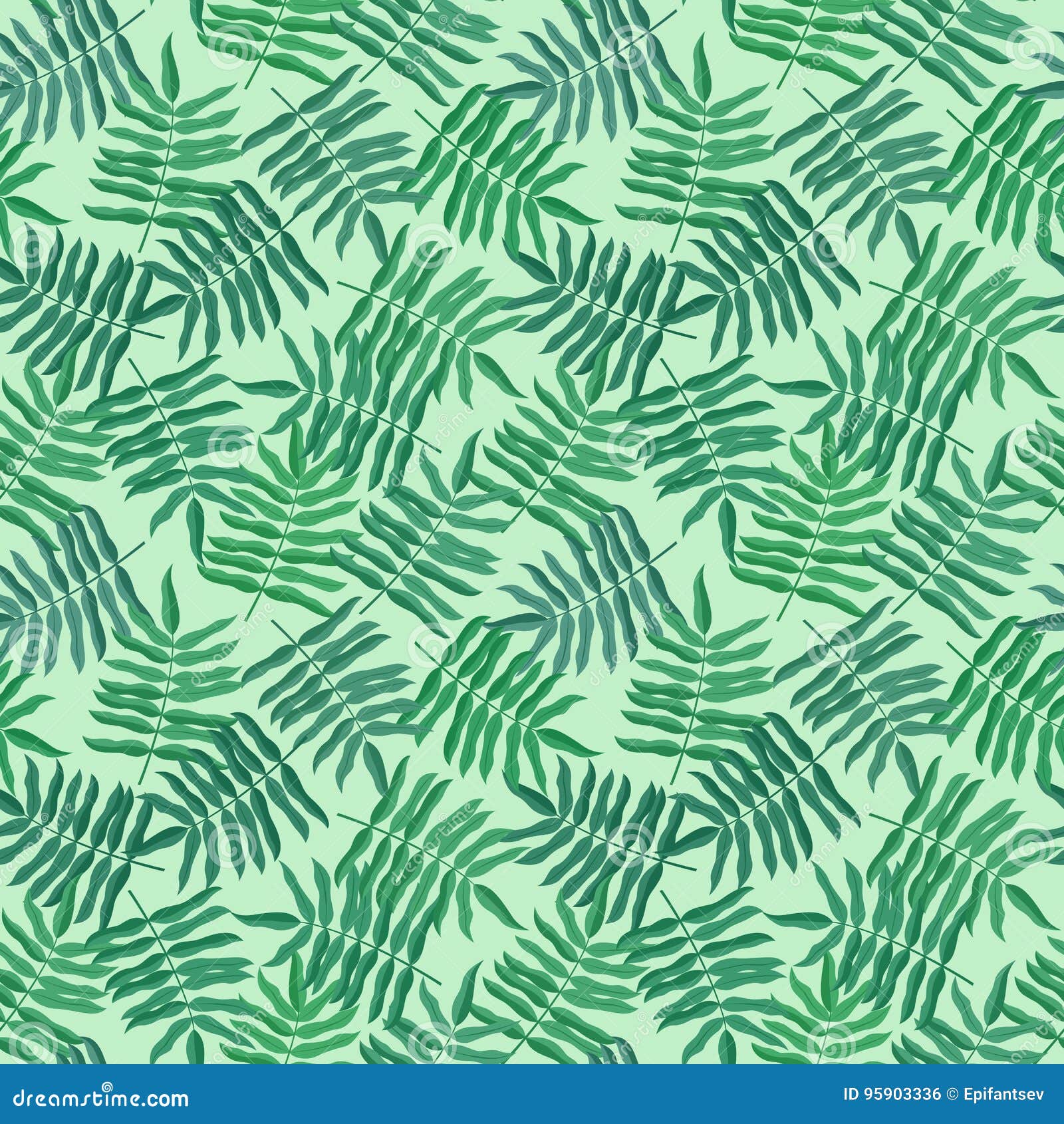 Green Leaves Seamless Pattern. Stock Vector - Illustration of flora ...