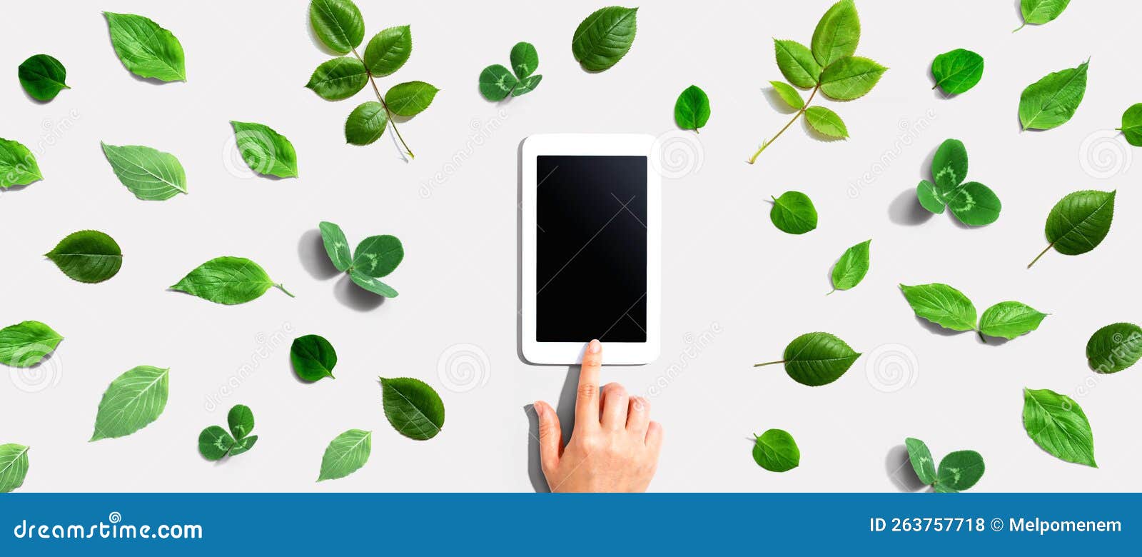 Green Leaves with a Tablet Compute Stock Photo - Image of cleantech ...