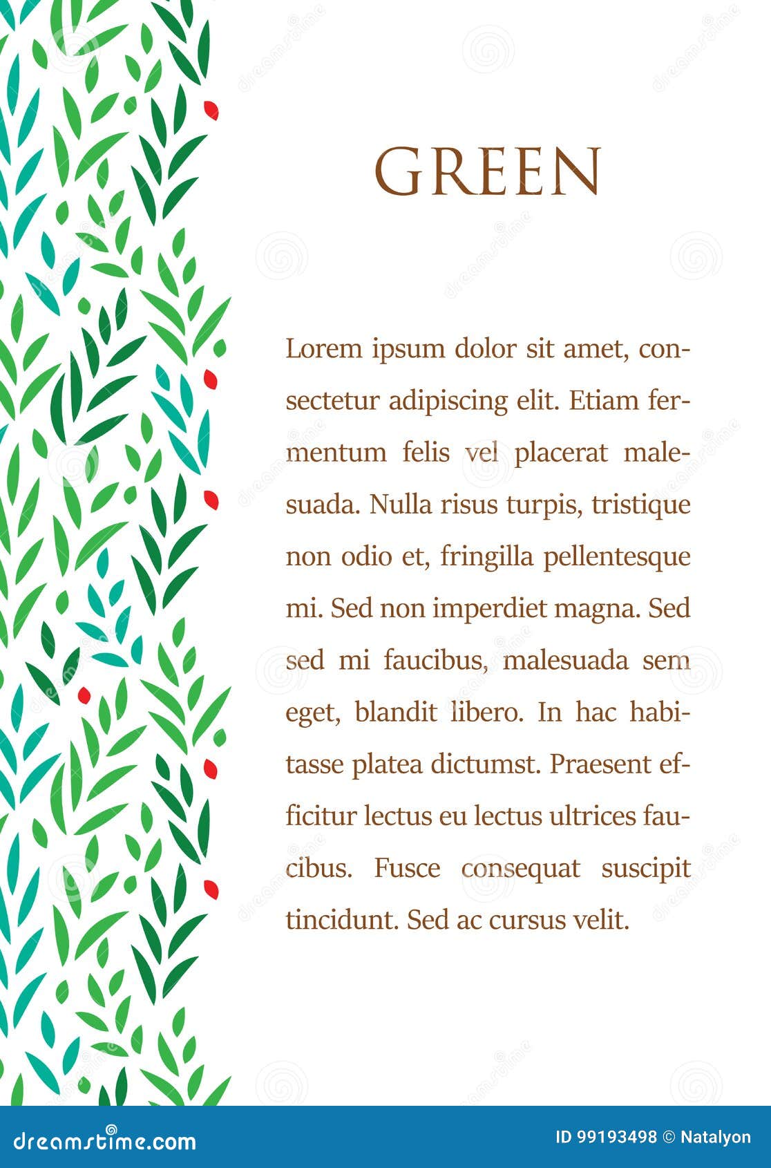 Green Leaves Text Poster Template, Vector Stock Vector - Illustration ...