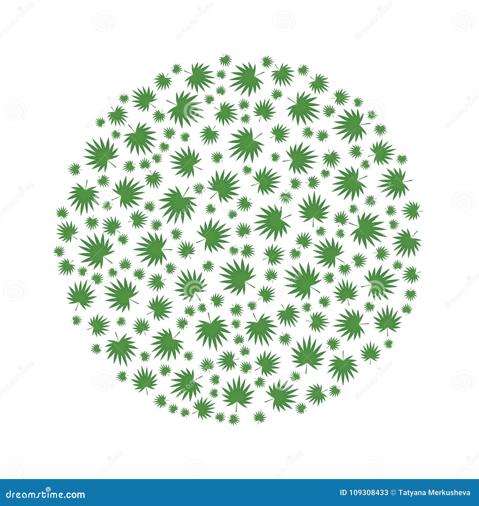 Green Leaves of Tree Arranged in the Shape of a Circle. Design Element ...
