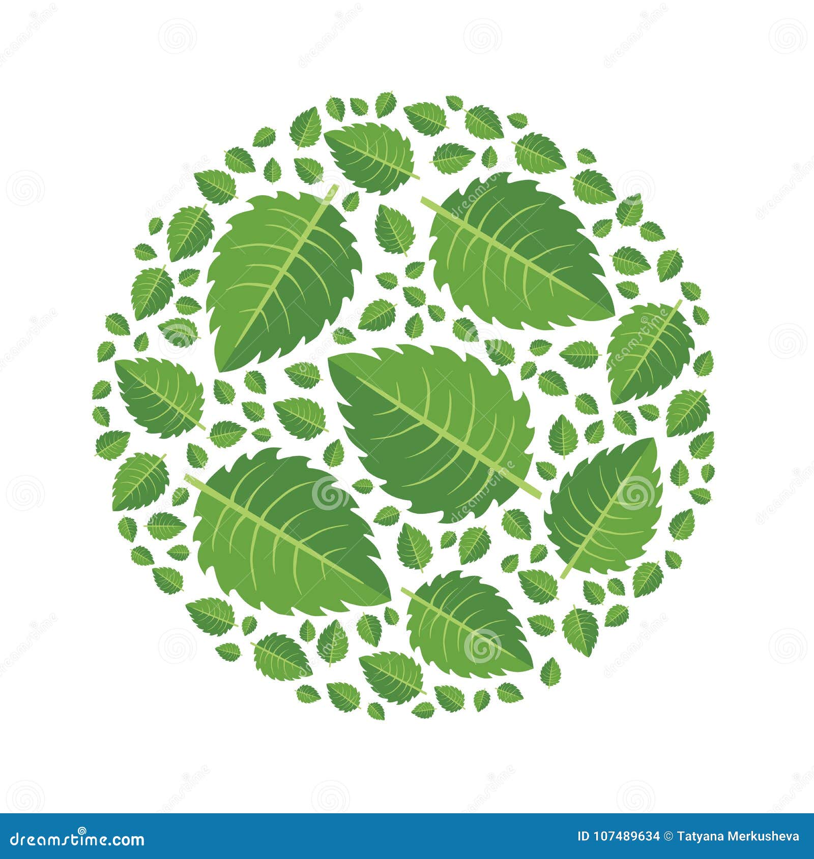 Green Leaves of Tree Arranged in the Shape of a Circle. Design Element ...