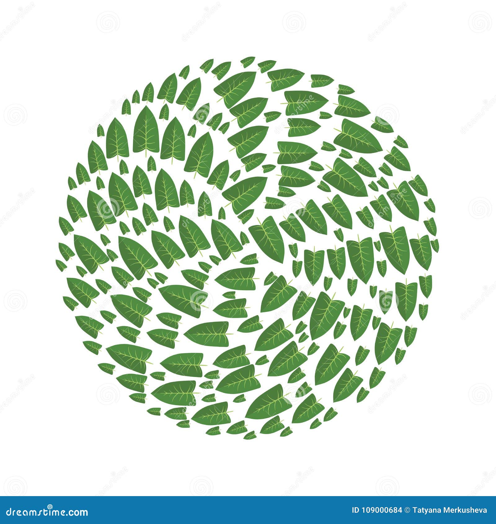 Green Leaves of Tree Arranged in the Shape of a Circle. Design Element ...