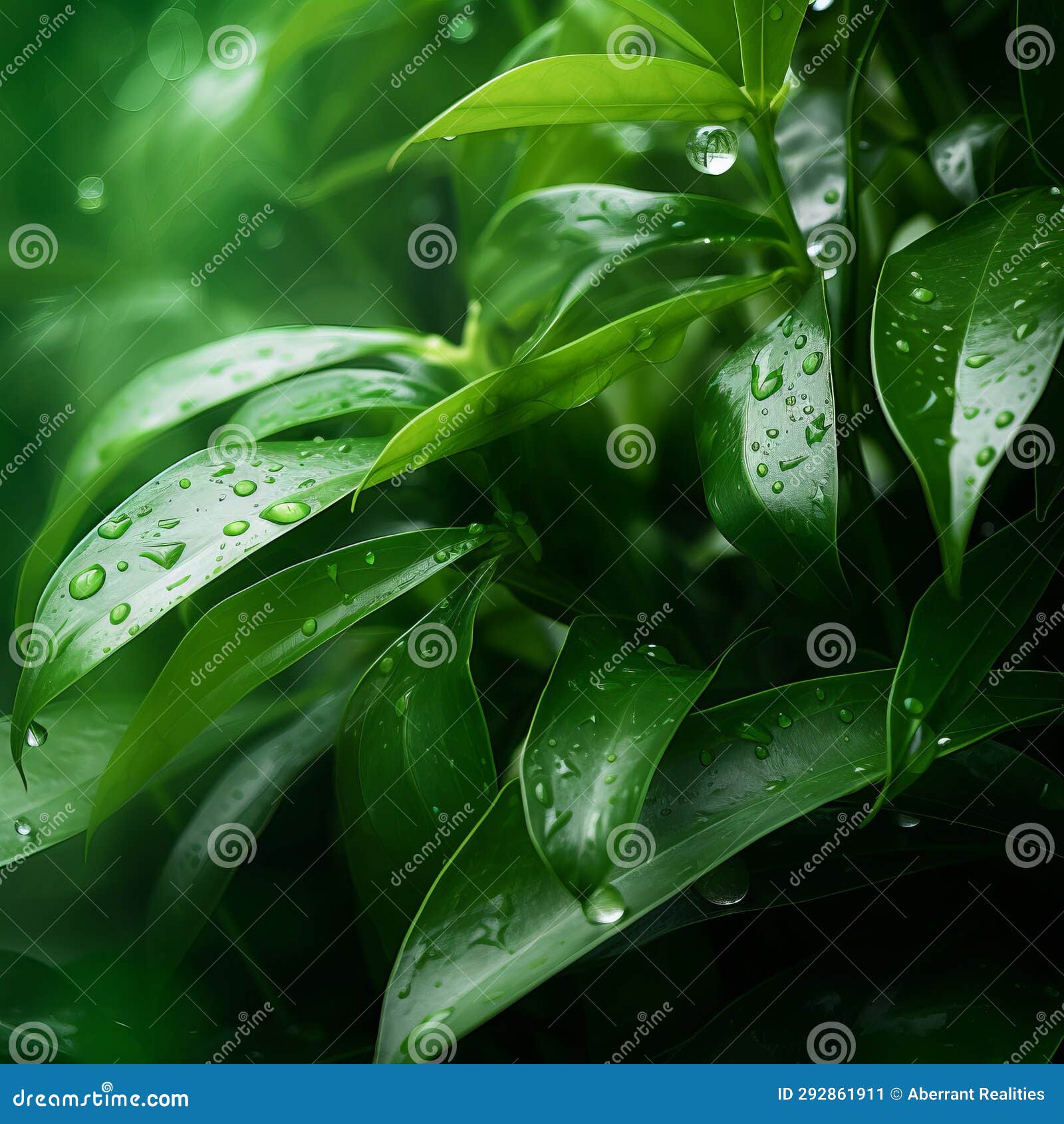 Green Leaves with Water Droplets on Them Stock Illustration ...
