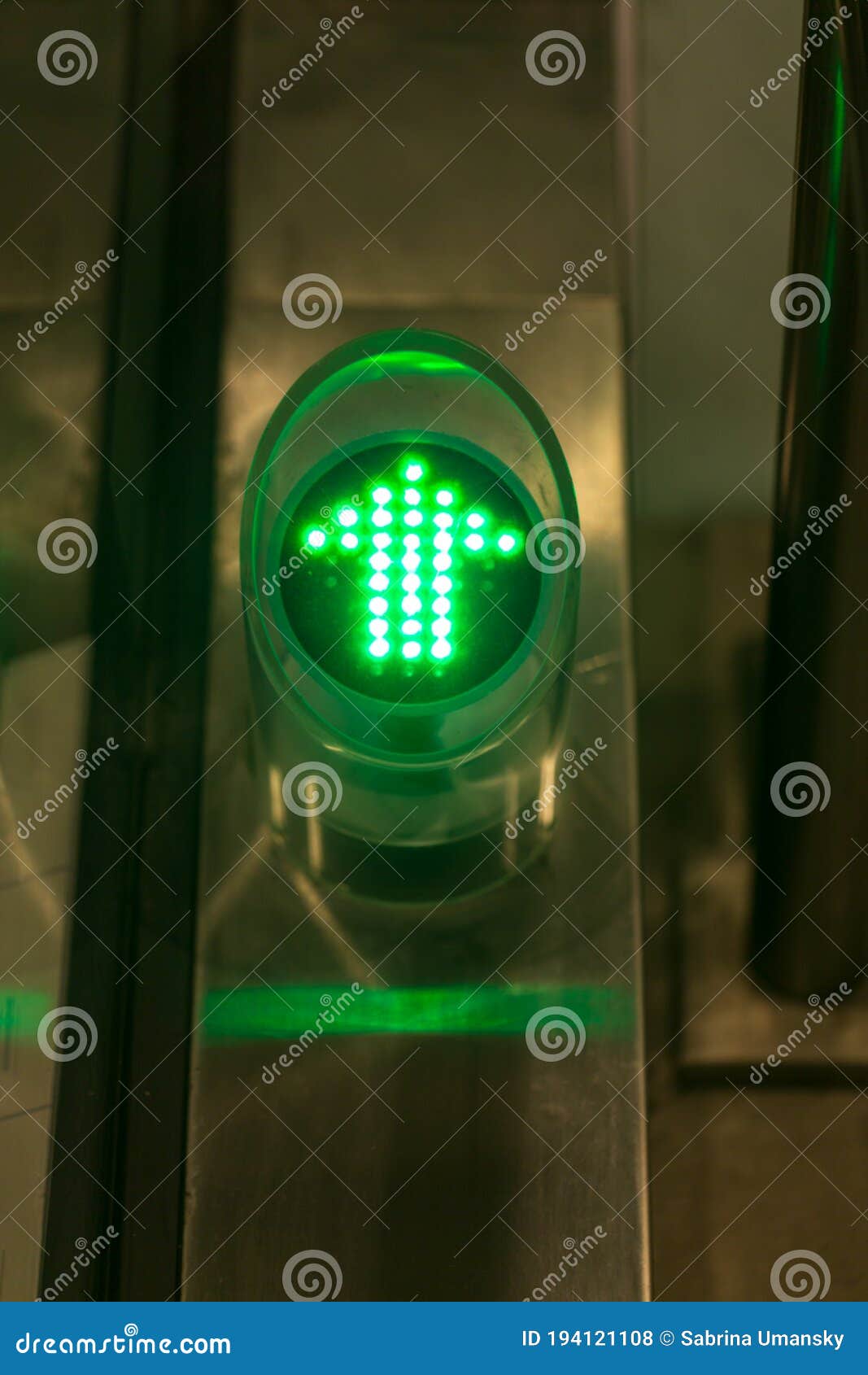 Green LED Arrow Pointing Up in the Elevator Stock Photo - Image of ...