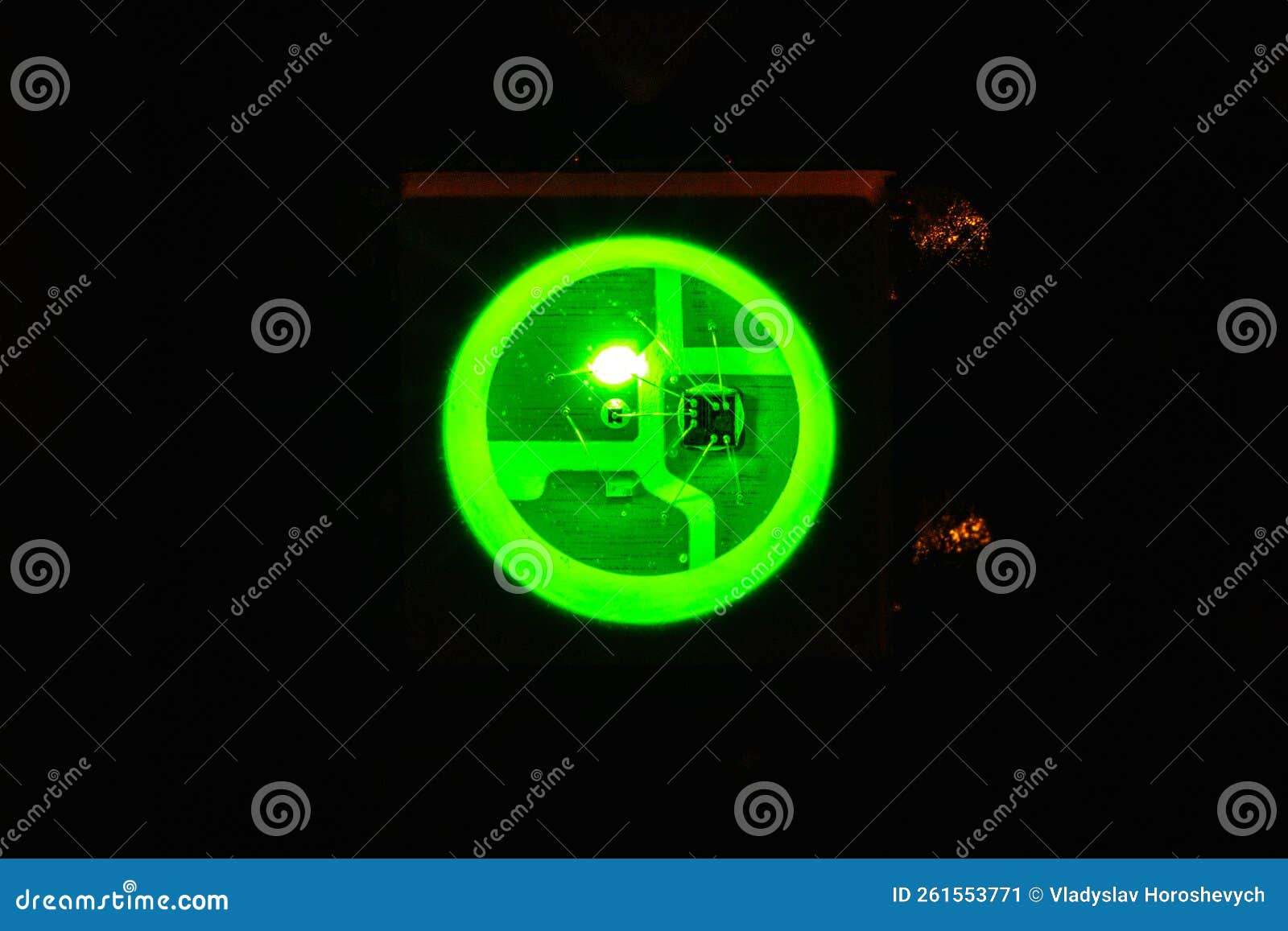 Green LED Close-up, Bright LED Lamp Glows Green Stock Image - Image of ...