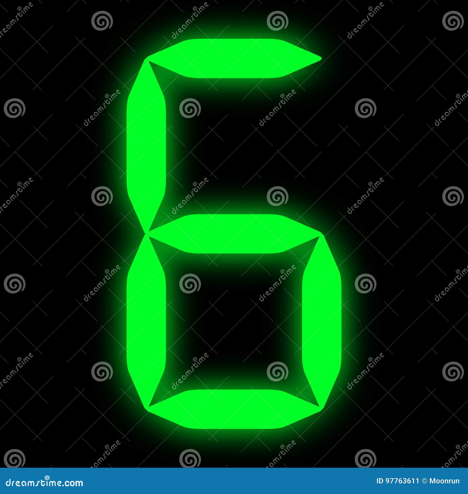 Green led digit 6 stock illustration. Illustration of technics - 97763611