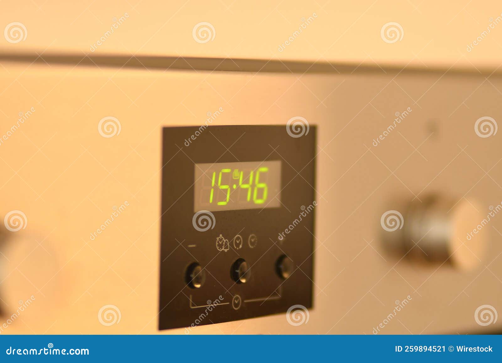 Green LED Digital Clock on an Oven in Germany Stock Image - Image of ...