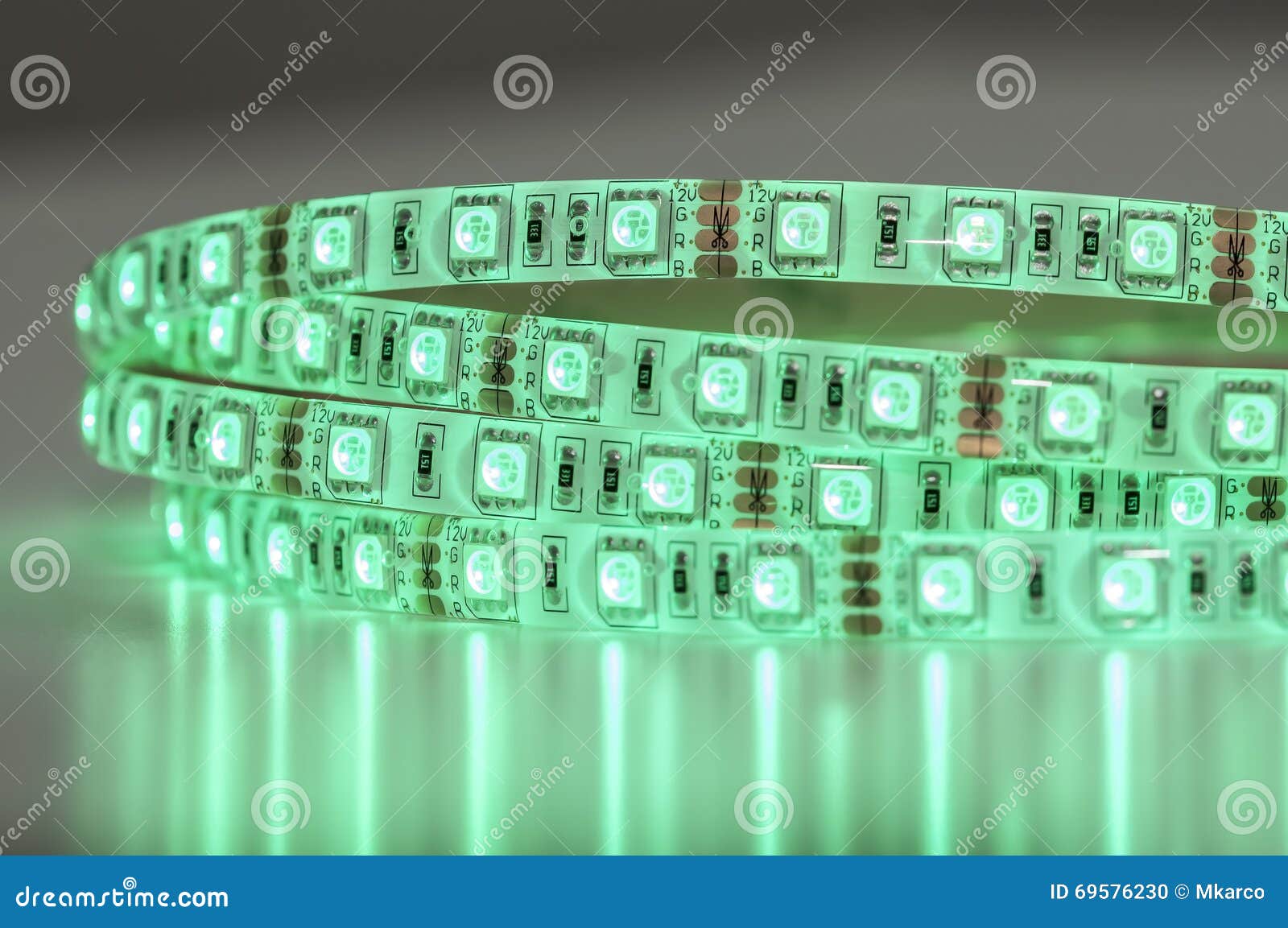 Green LED Strip Lights Technology Stock Photo - Image of colors, green ...