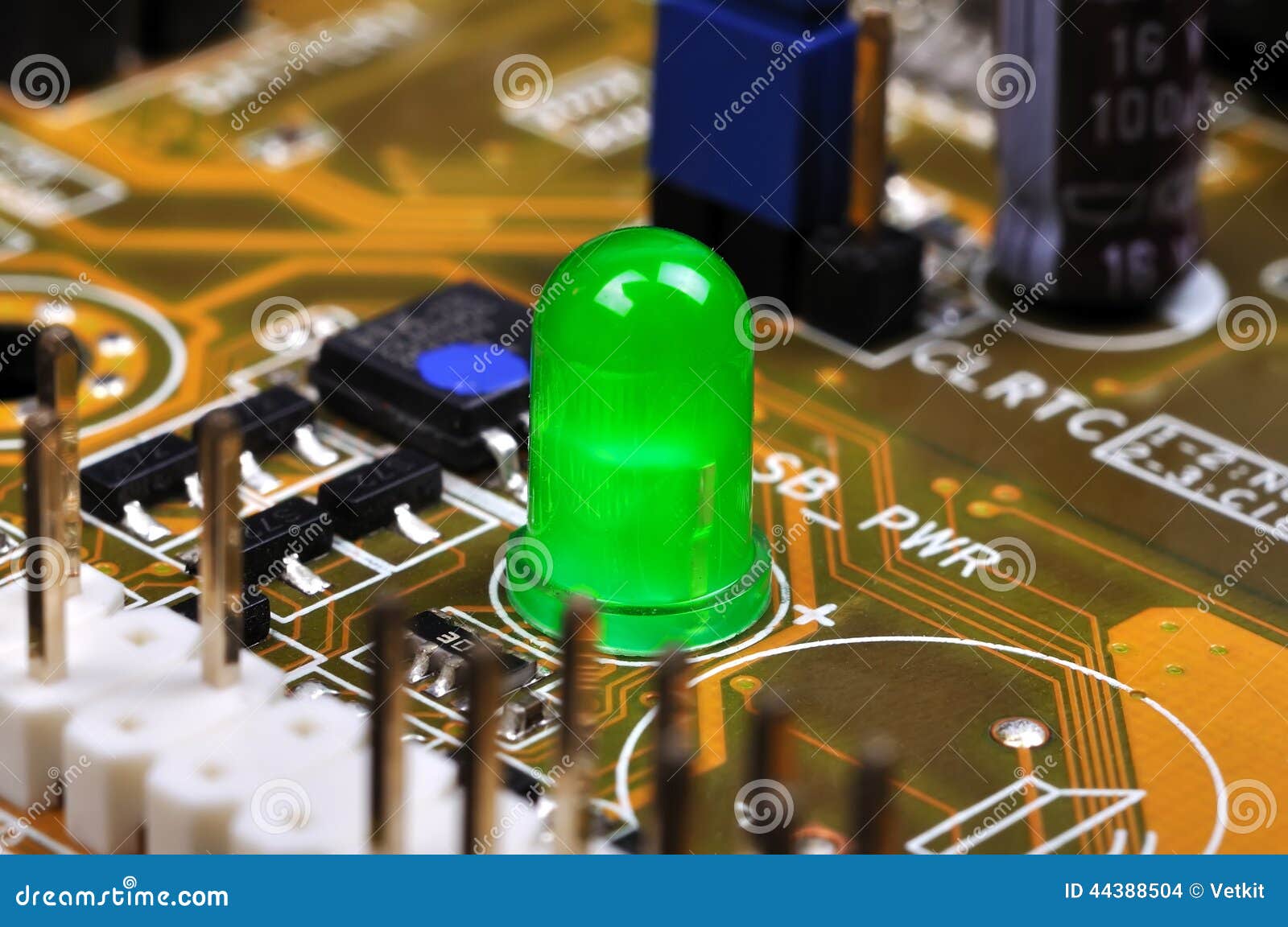 Green LED stock photo. Image of electrical, hardware - 44388504