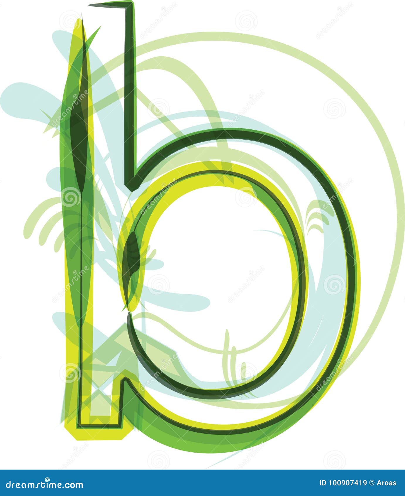 Green letter b stock vector. Illustration of leaf, creativity - 100907419