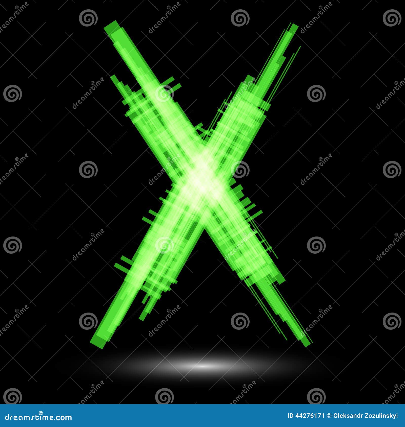 Green Letter X on a Black Background. Raster Stock Illustration ...