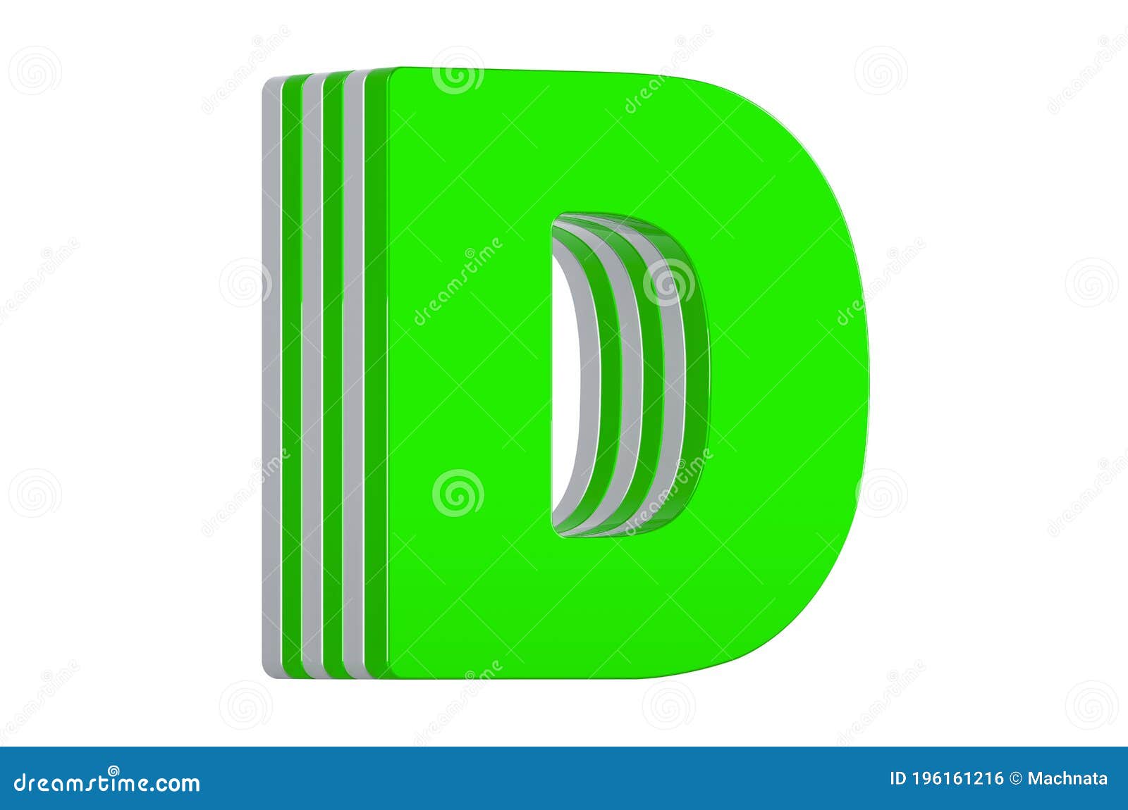 Green Letter D, Layered Font. 3D Rendering Stock Illustration ...