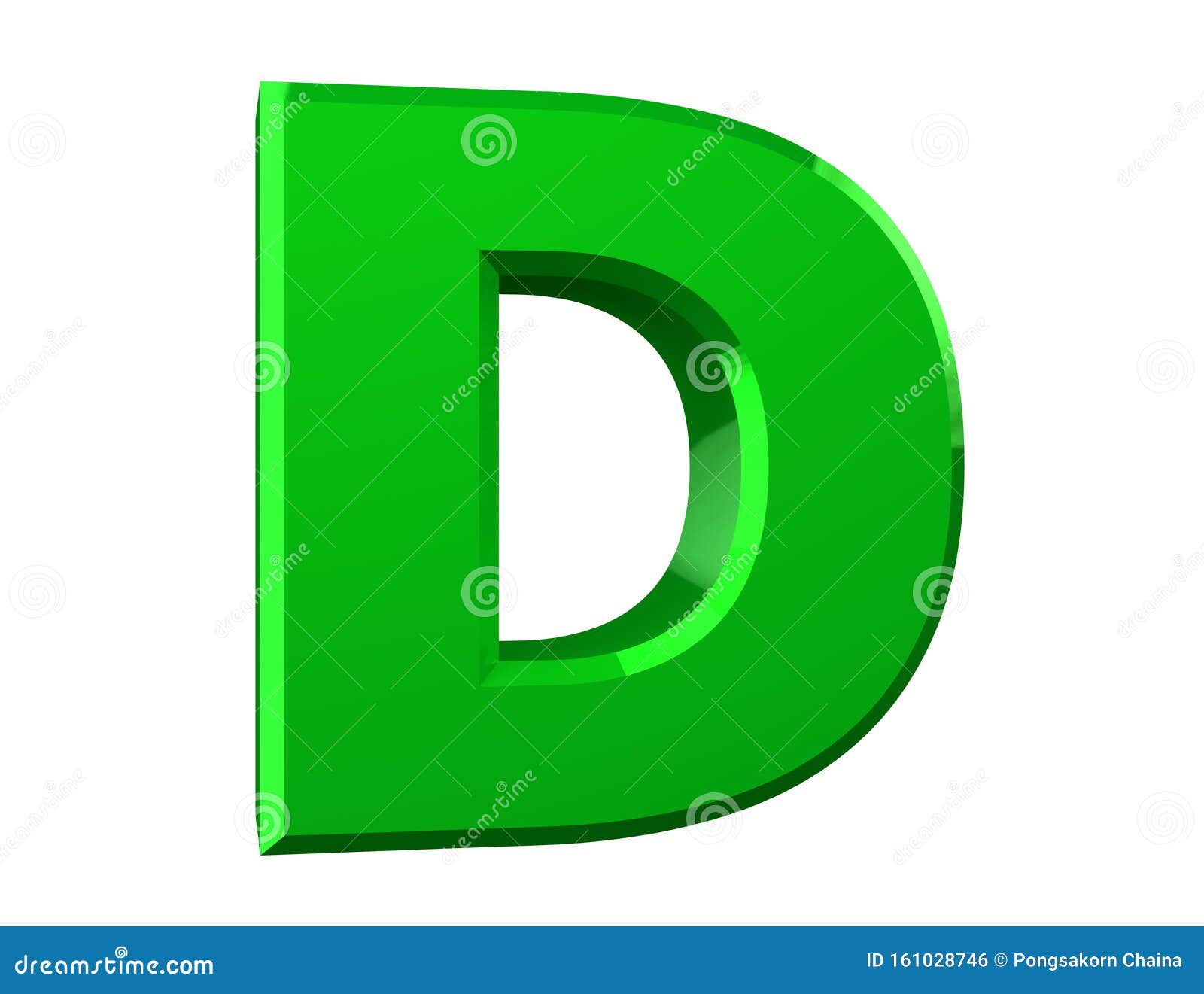 The Green Letter D on White Background 3d Rendering Stock Illustration ...