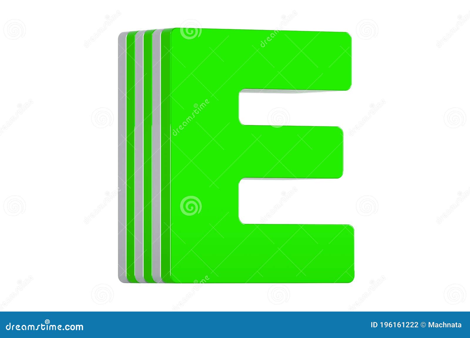 Green Letter E, Layered Font. 3D Rendering Stock Illustration ...