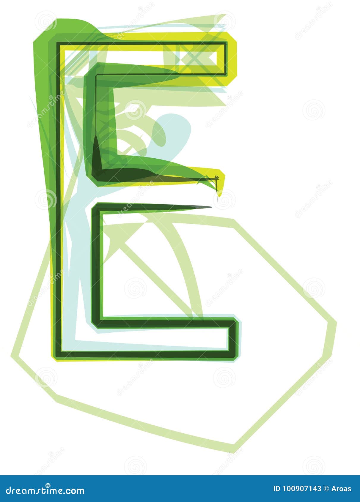 Green letter E stock vector. Illustration of botanical - 100907143