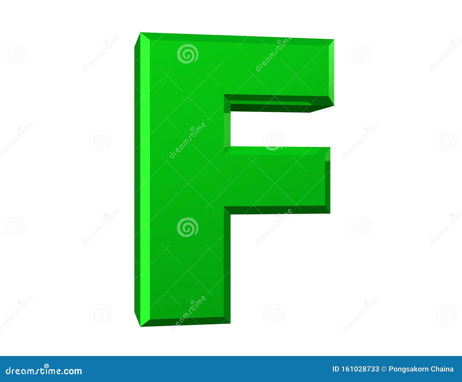 The Green Letter F on White Background 3d Rendering Stock Illustration ...