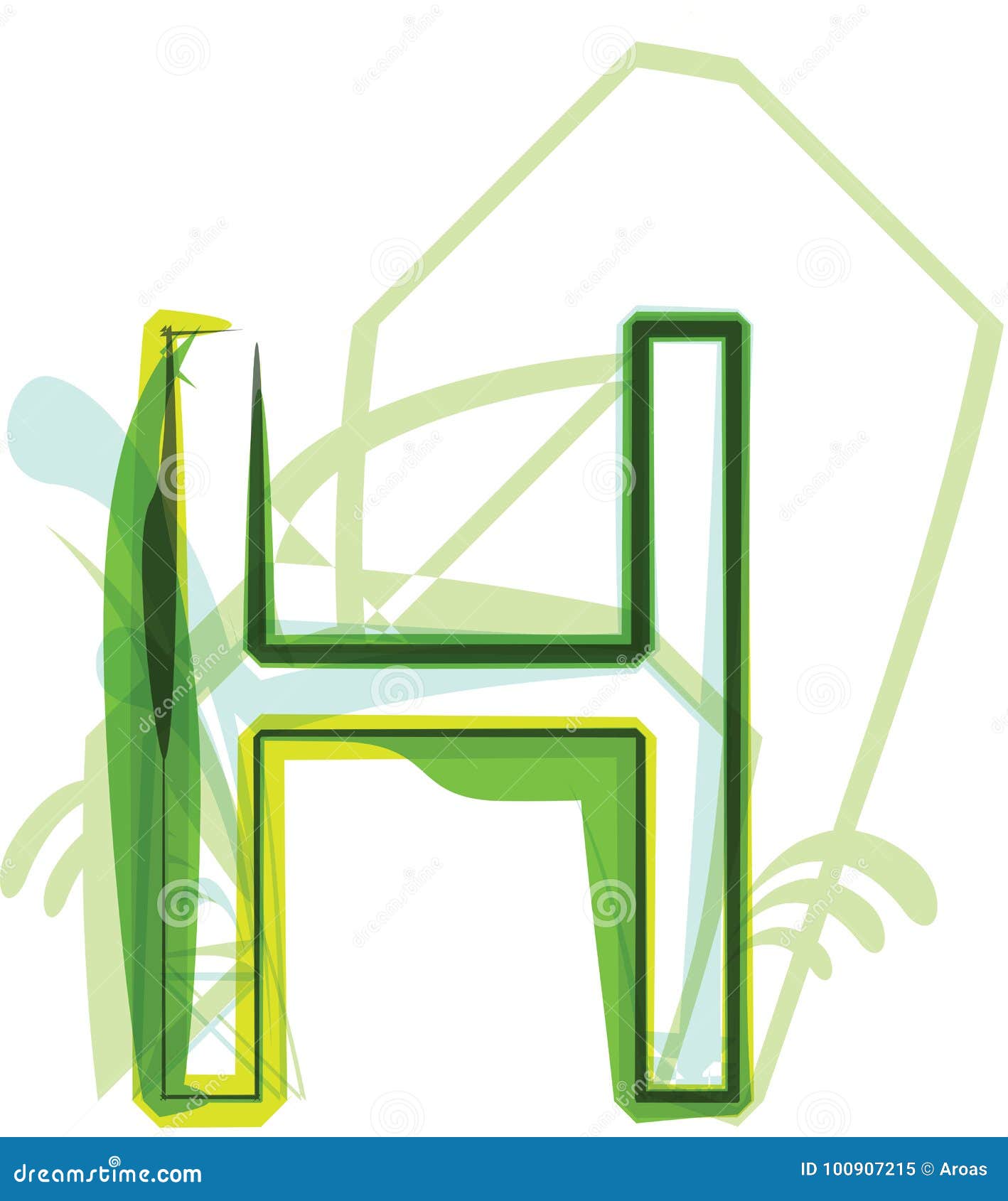 Green letter H stock vector. Illustration of concept - 100907215