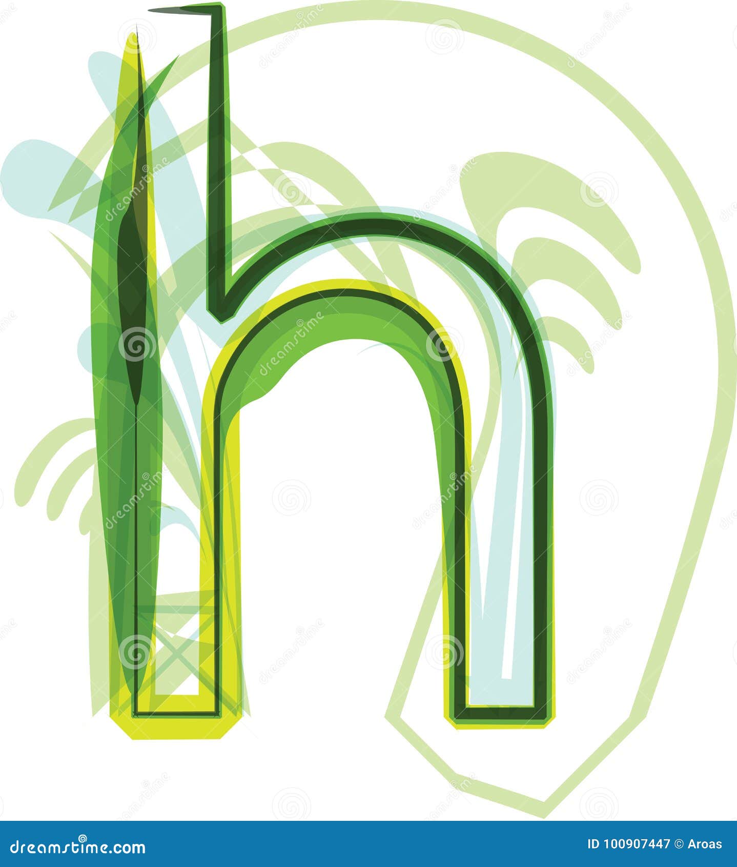 Green letter h stock vector. Illustration of greenery - 100907447