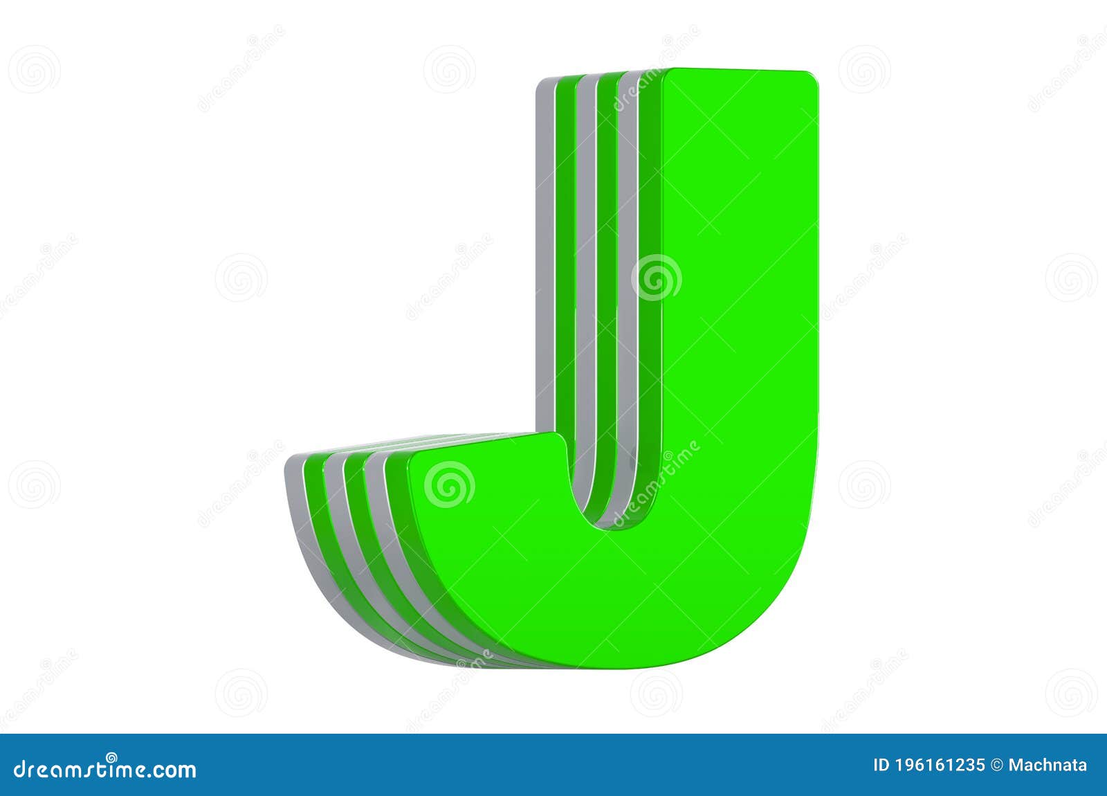 Green Letter J, Layered Font. 3D Rendering Stock Illustration ...