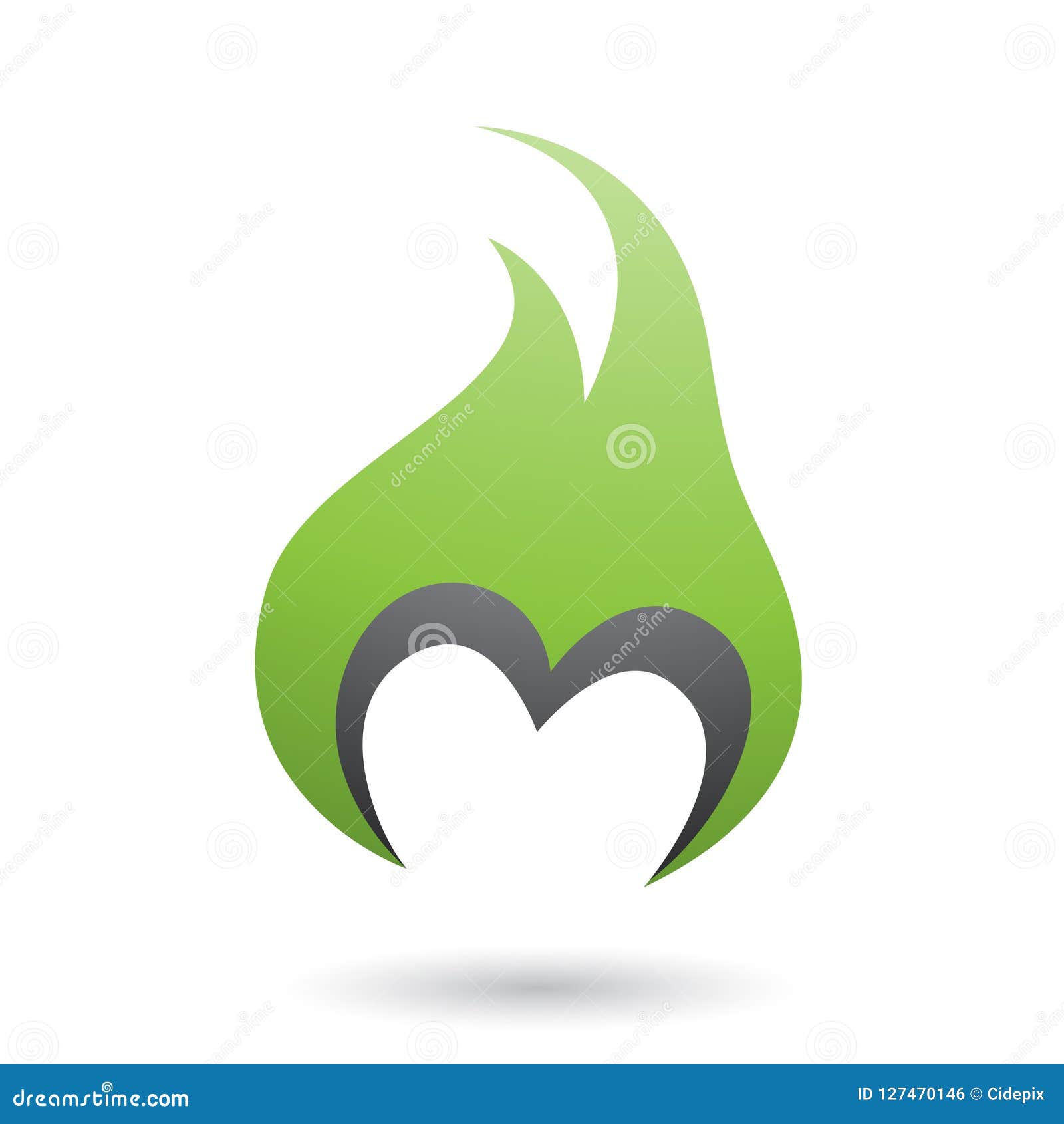 Green Letter M Shaped Fire Icon Vector Illustration Stock Vector ...