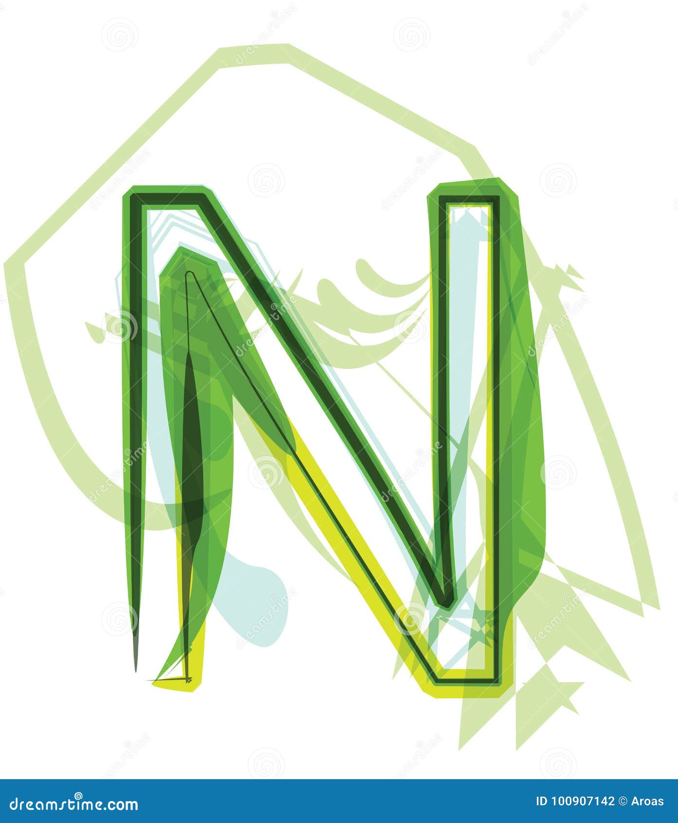 Green letter N stock vector. Illustration of grass, font - 100907142