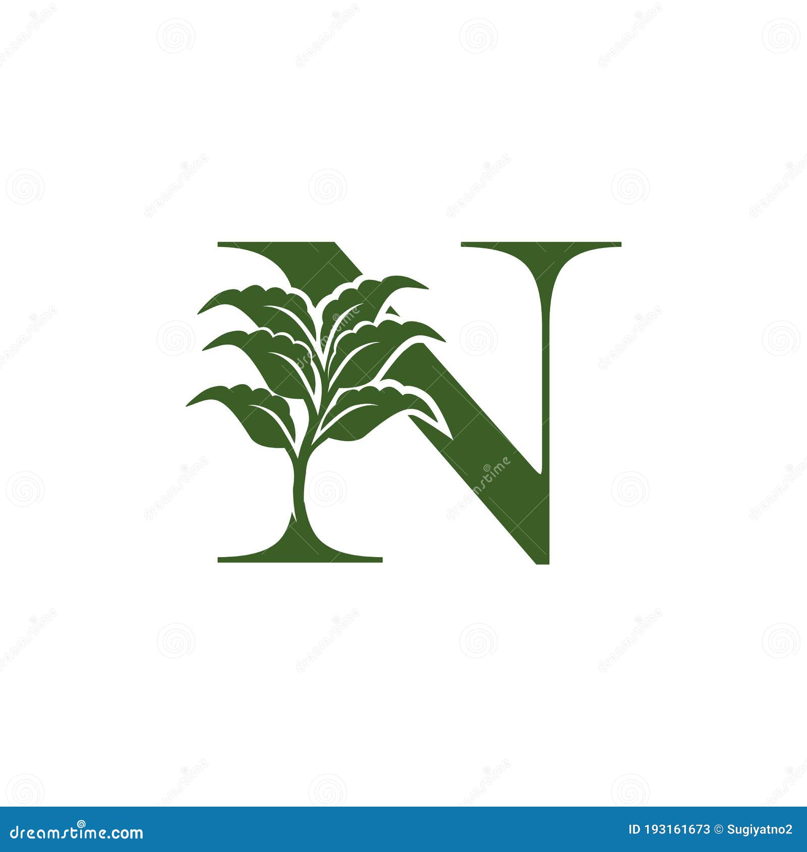 Green Letter N Logo with Leaf Element, Vector Design Ecology Concept ...