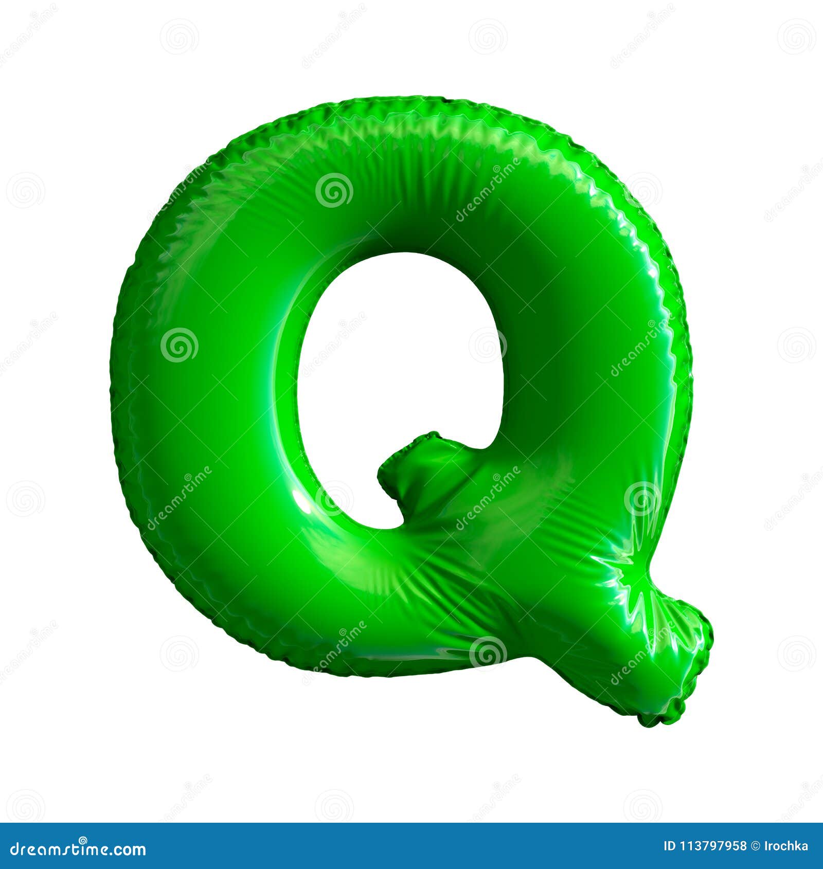 Green Letter Q Made of Inflatable Balloon Isolated on White Background ...