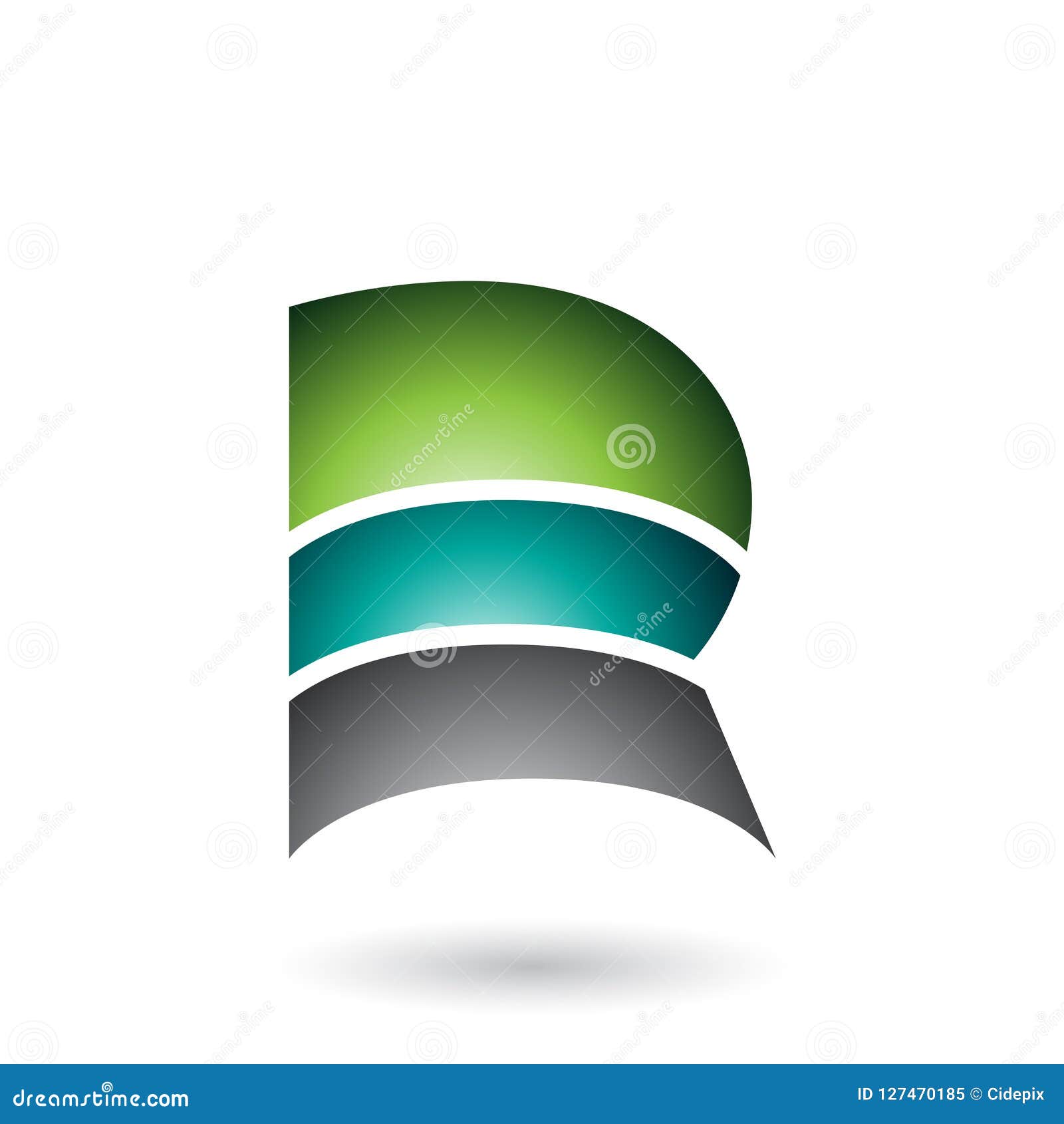 Green Letter R with Three Layers Vector Illustration Stock Vector ...