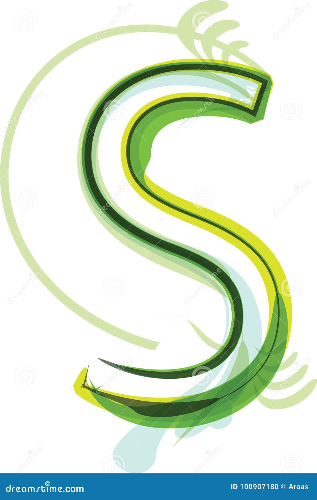 Green letter S stock vector. Illustration of grow, font - 100907180