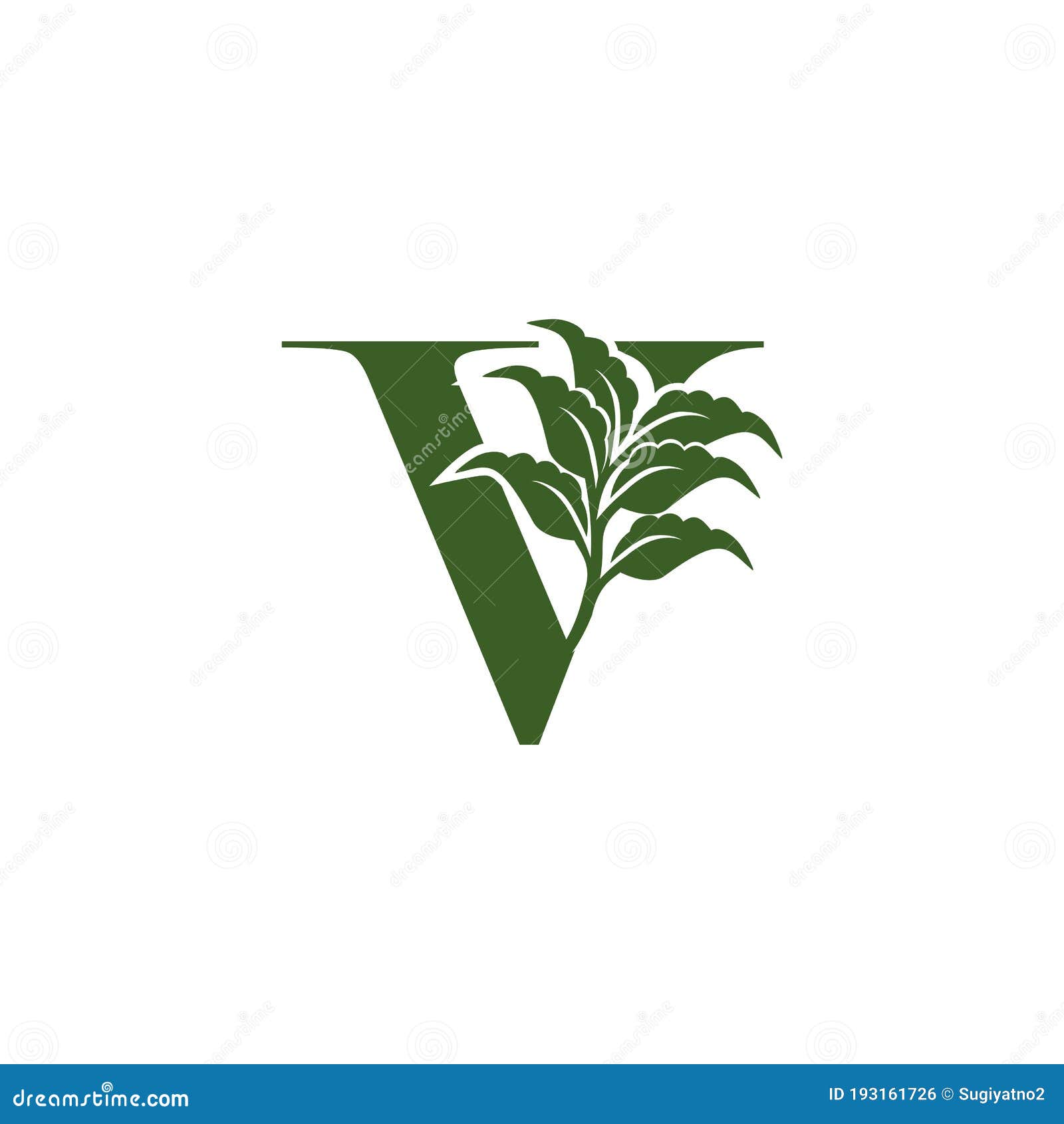 Green Letter V Logo with Leaf Element, Vector Design Ecology Concept ...