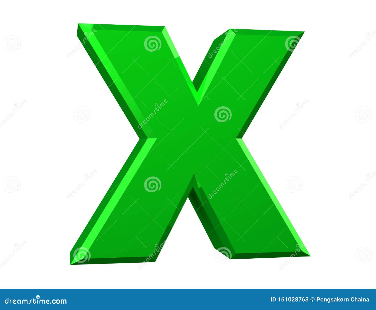 The Green Letter X on White Background 3d Rendering Stock Illustration ...