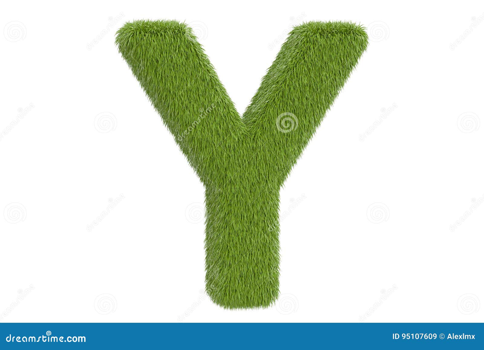 Green Letter Y from Grass Closeup, 3D Rendering Stock Illustration ...