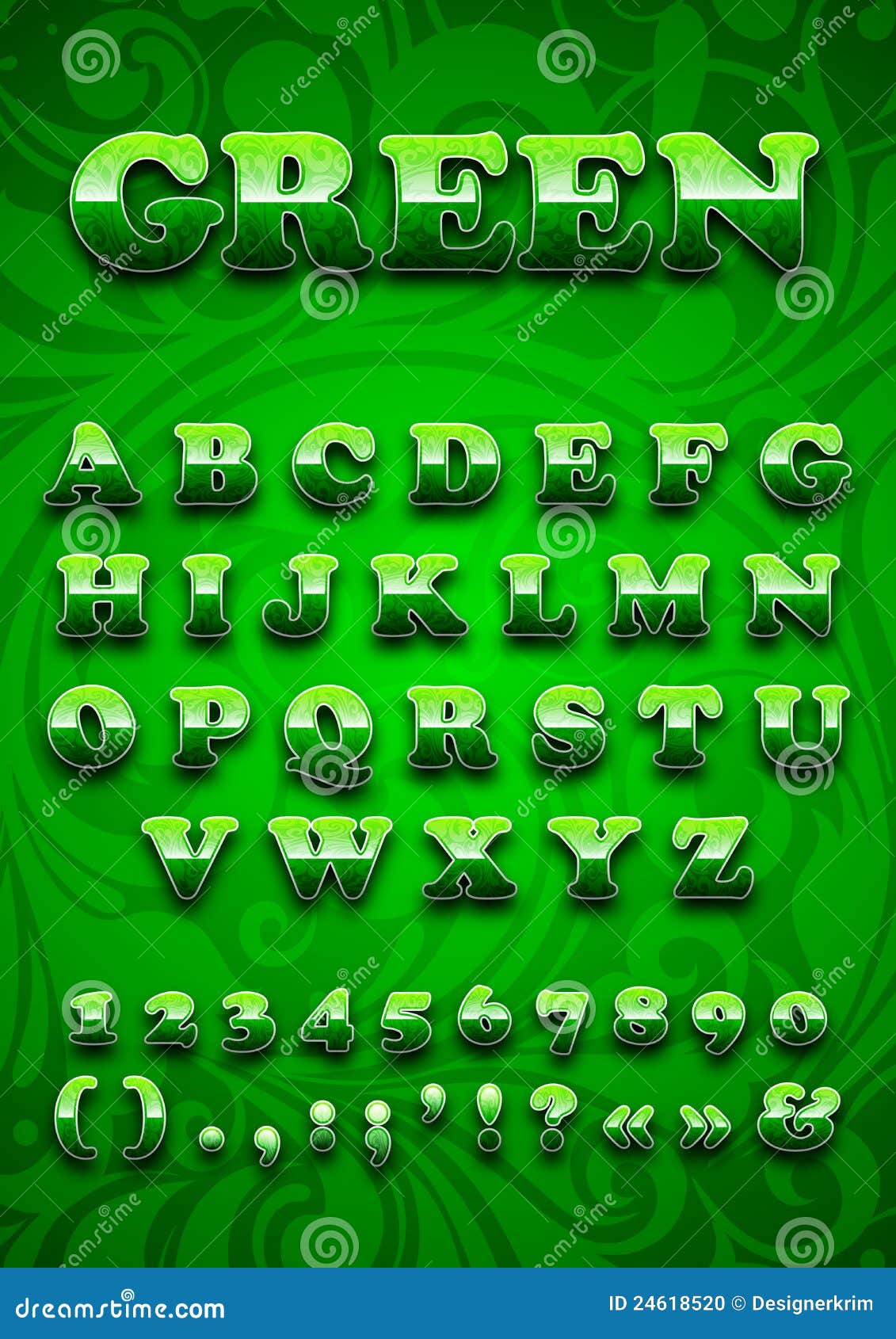 Green letters stock vector. Illustration of cute, colorful - 24618520