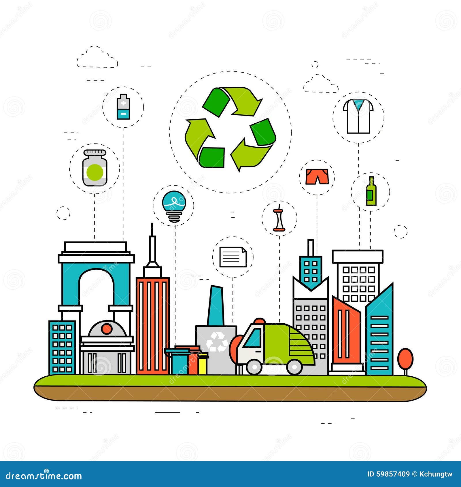 Green Life Vs. Pollution Cartoon Vector | CartoonDealer.com #26389003