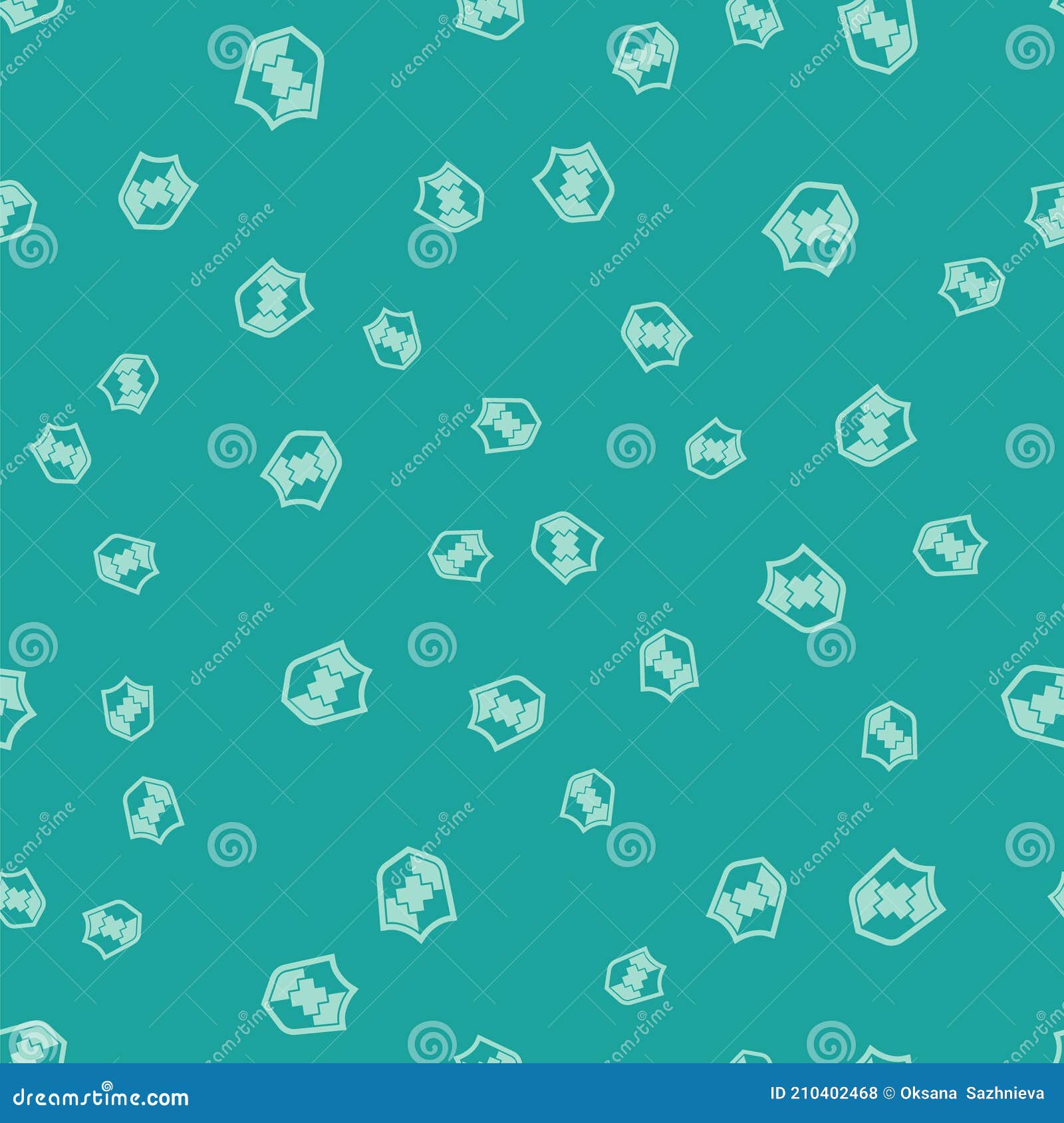 Green Life Insurance with Shield Icon Isolated Seamless Pattern on ...