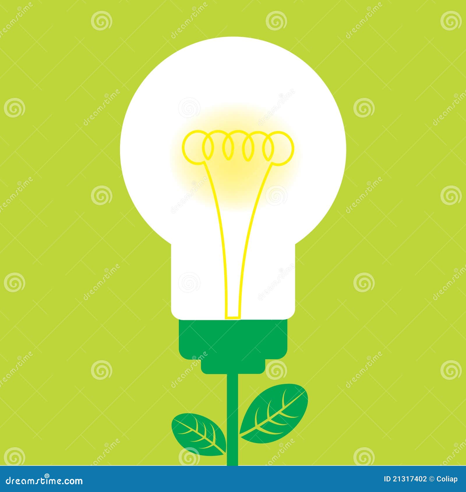 Green light bulb stock vector. Illustration of glowing - 21317402