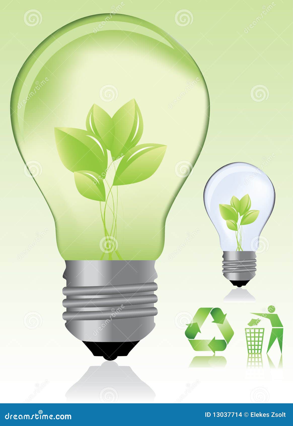 Green Light Bulb and Ecology Icons Stock Vector - Illustration of ...