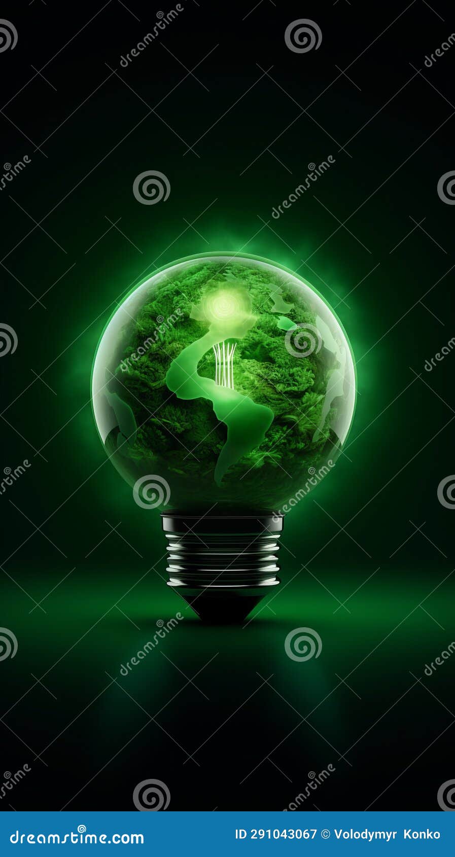 A Green Light Bulb with a Fish Swimming Inside, Representing ...