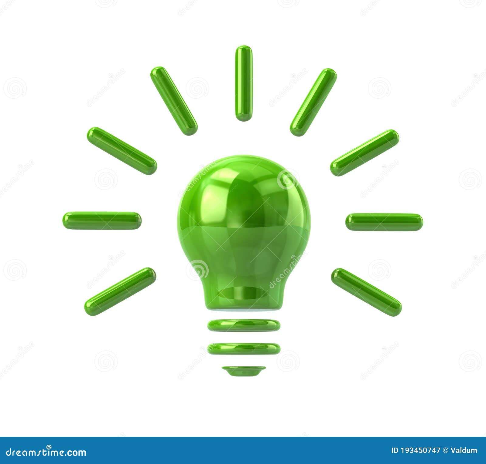 Green Light Bulb Icon 3d Illustration Stock Illustration - Illustration ...