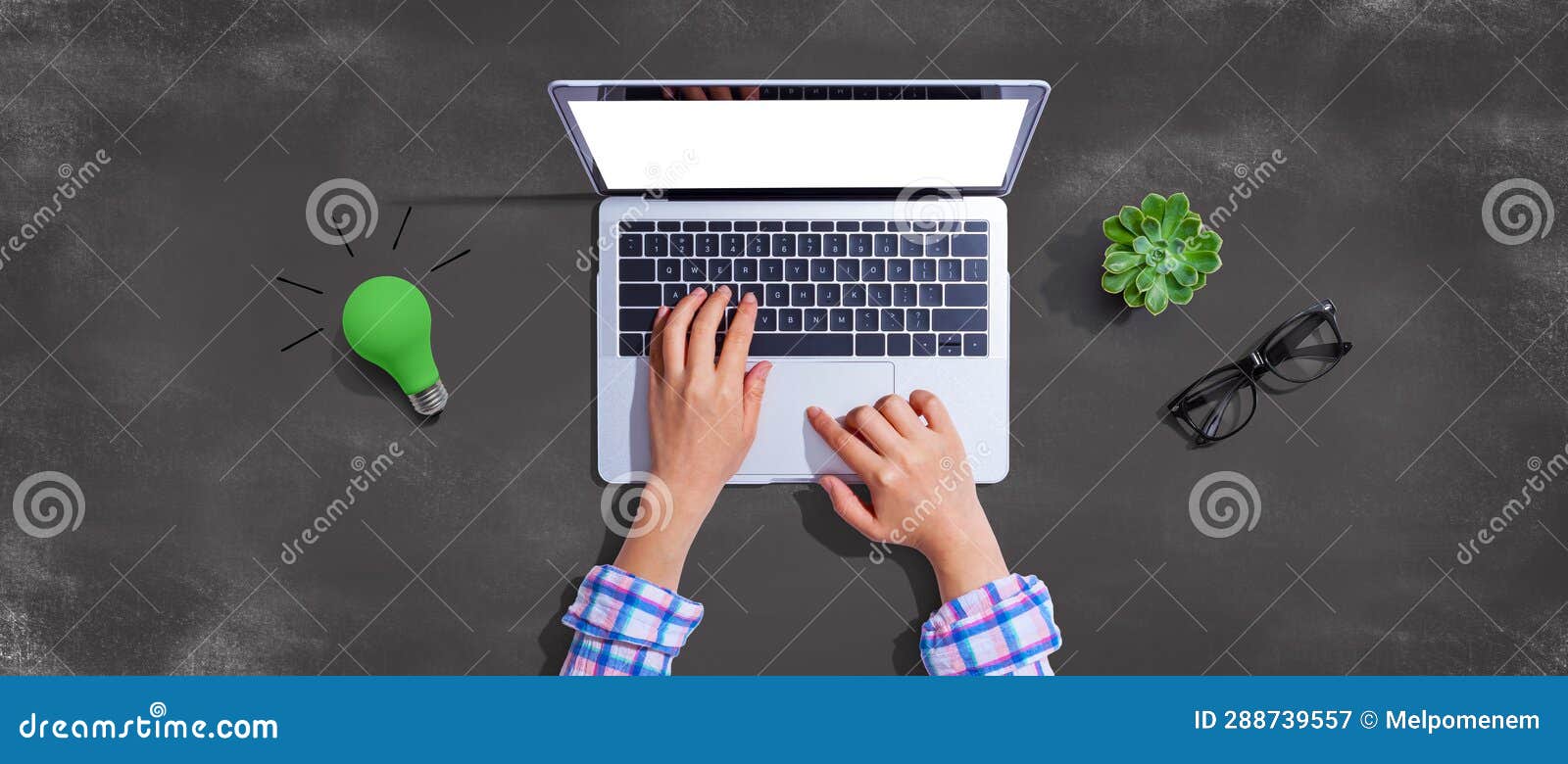 Green Light Bulb with a Laptop Computer Stock Image - Image of concept ...