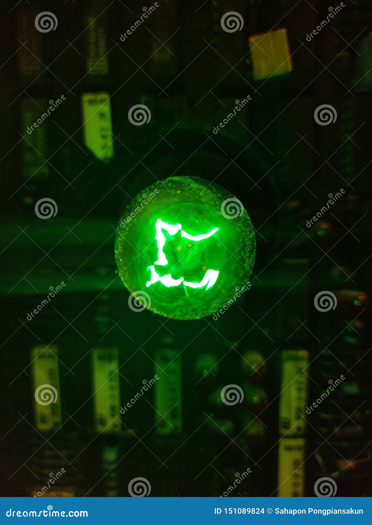 Green Light Bulbs on Electric Circuits Stock Photo - Image of green ...