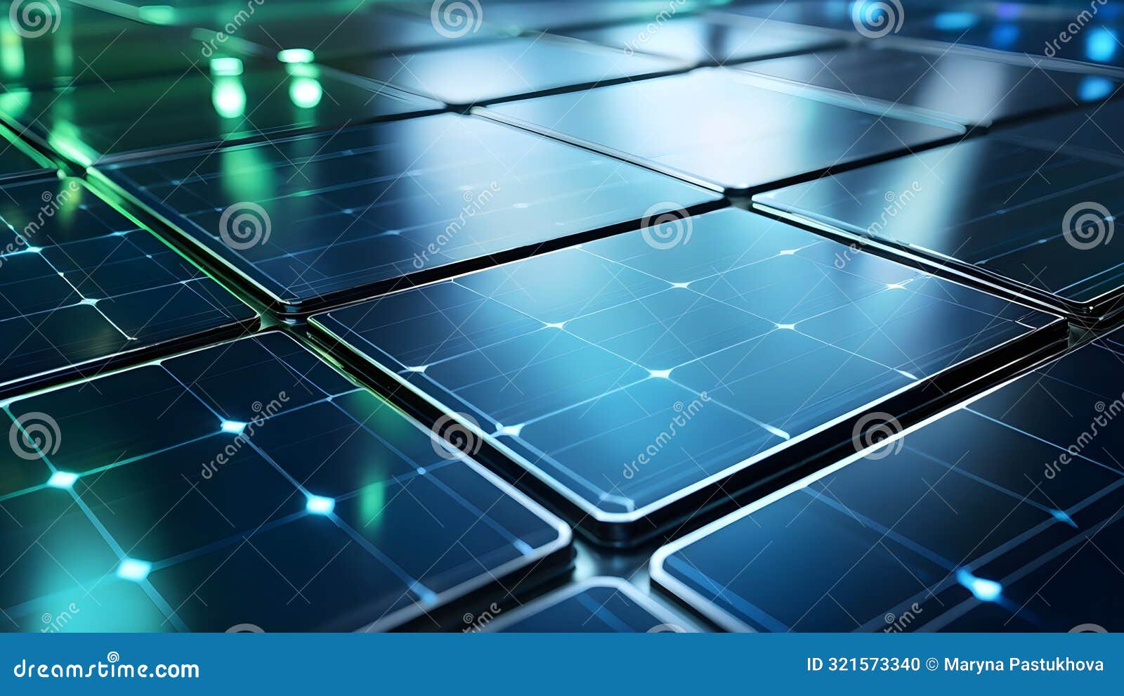Green Light Falling on Smooth Glossy Tile Solar Panel Cells Stock ...