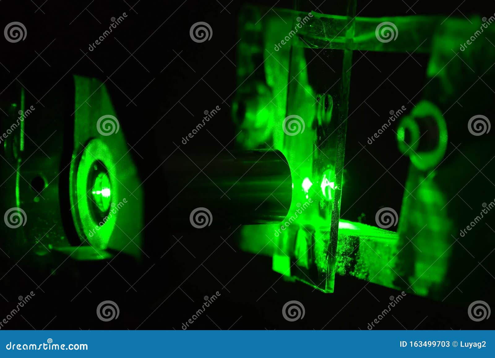 Green Light in the Laboratory. Green Laser in Dark Stock Image - Image ...
