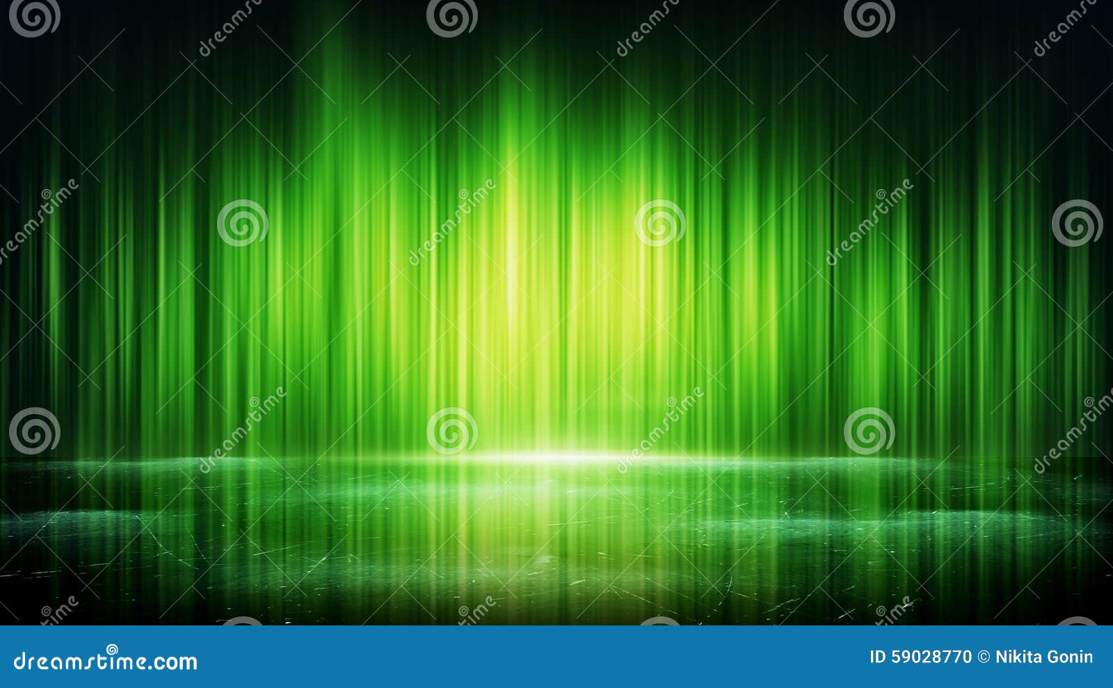 Green Light Lines and Reflection Abstract Background Stock Illustration ...