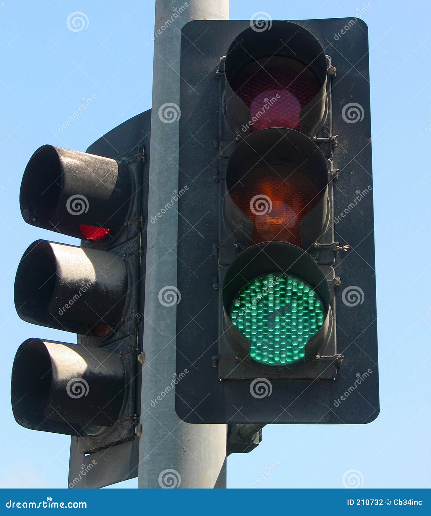 Green light pole stock photo. Image of green, pole, road - 210732