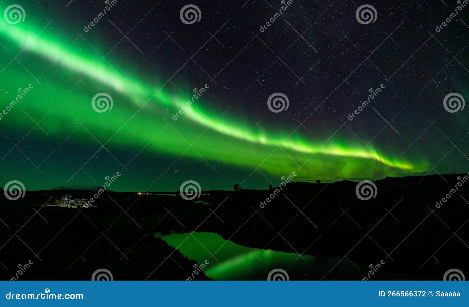 Green Light Rays Over the Canal at Night Stock Photo - Image of entire ...