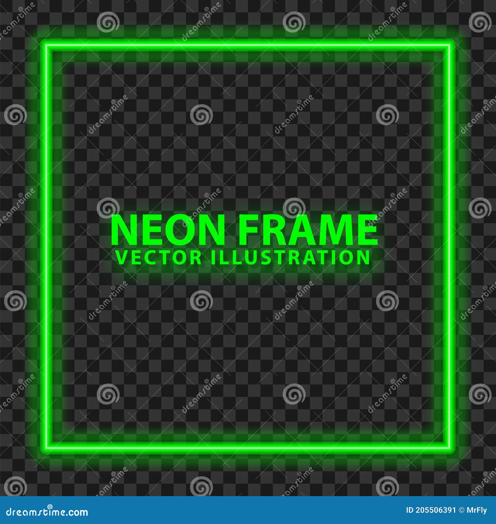 Green Light Square Neon Gas Frame, Vector Illustration Stock Vector ...
