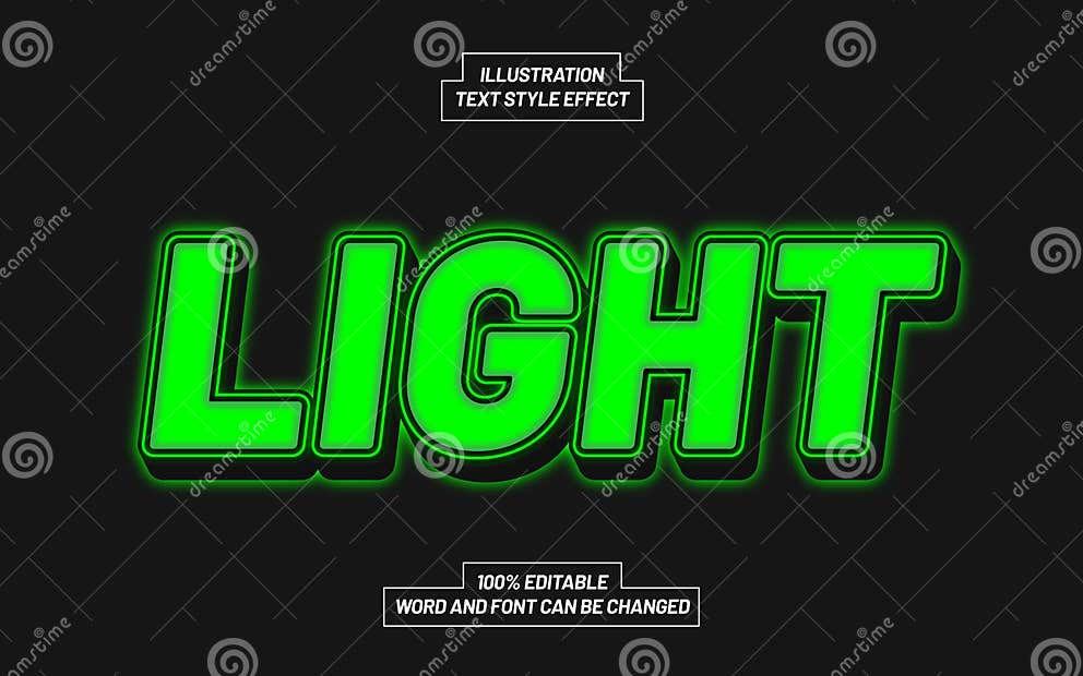 Green Light Text Style Effect Stock Vector - Illustration of design ...