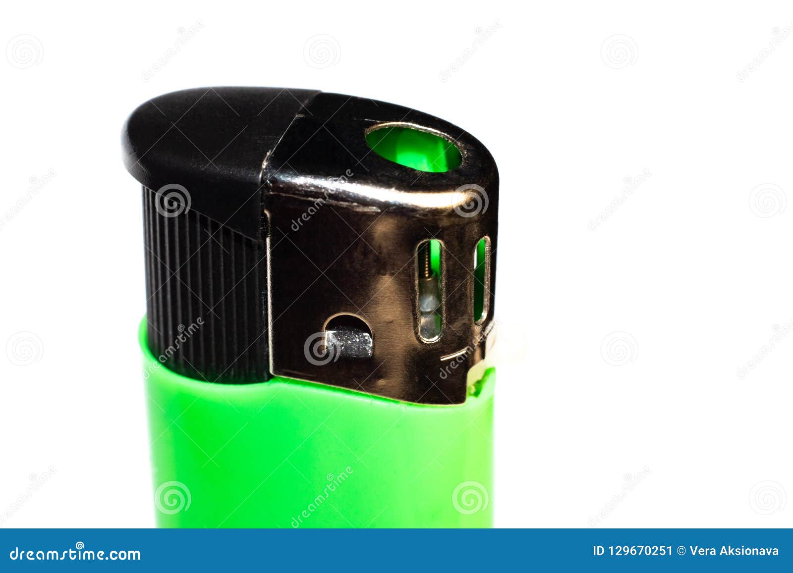 Green Lighter Close Up on White Background, Macro Stock Image - Image ...